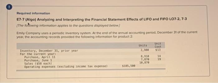 Solved Required information E7-7 (Algo) Analyzing and | Chegg.com