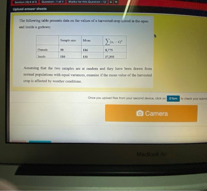 Solved The following table presents data on the values of a | Chegg.com