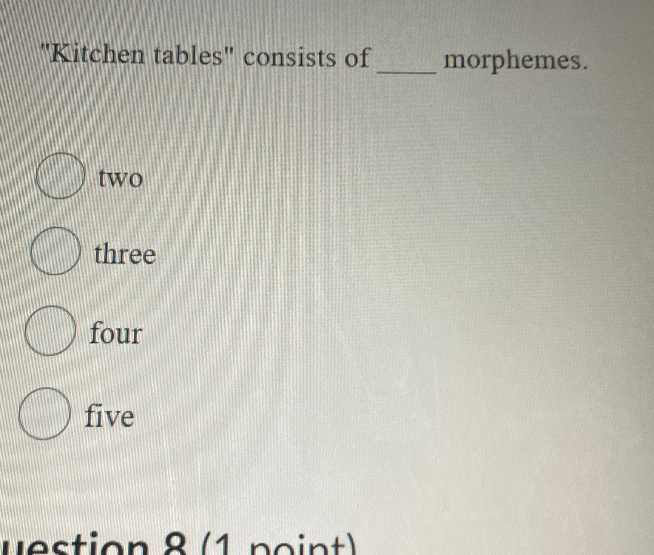 Solved "Kitchen tables" consists of ﻿morphemes. | Chegg.com