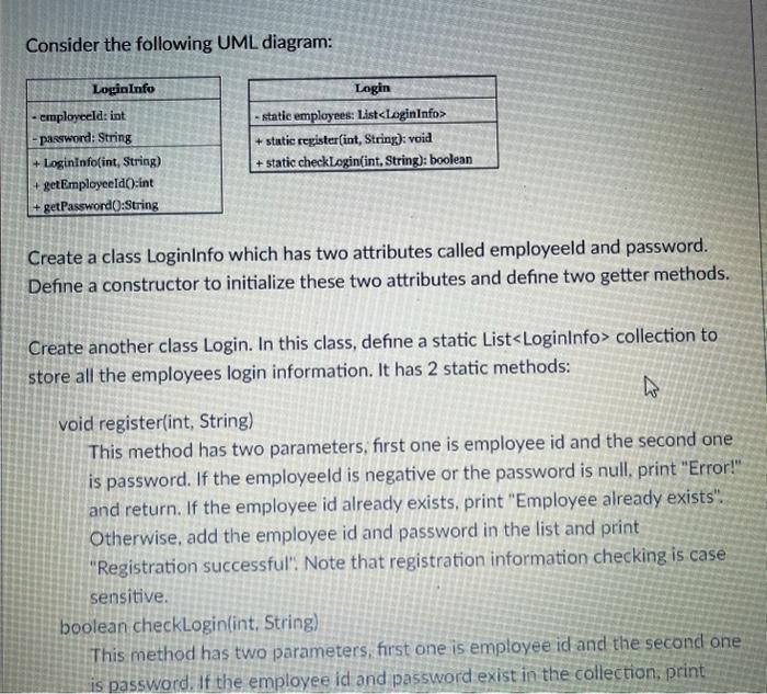 Solved Consider the following UML diagram: Create a class | Chegg.com