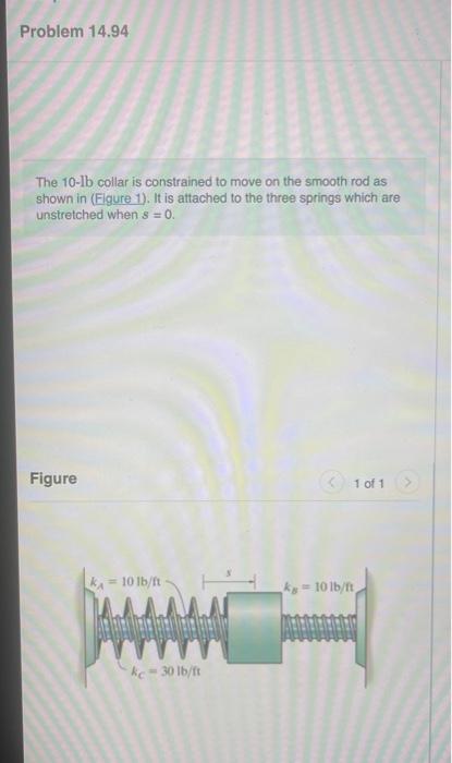 Solved The 10-lb collar is constrained to move on the smooth | Chegg.com