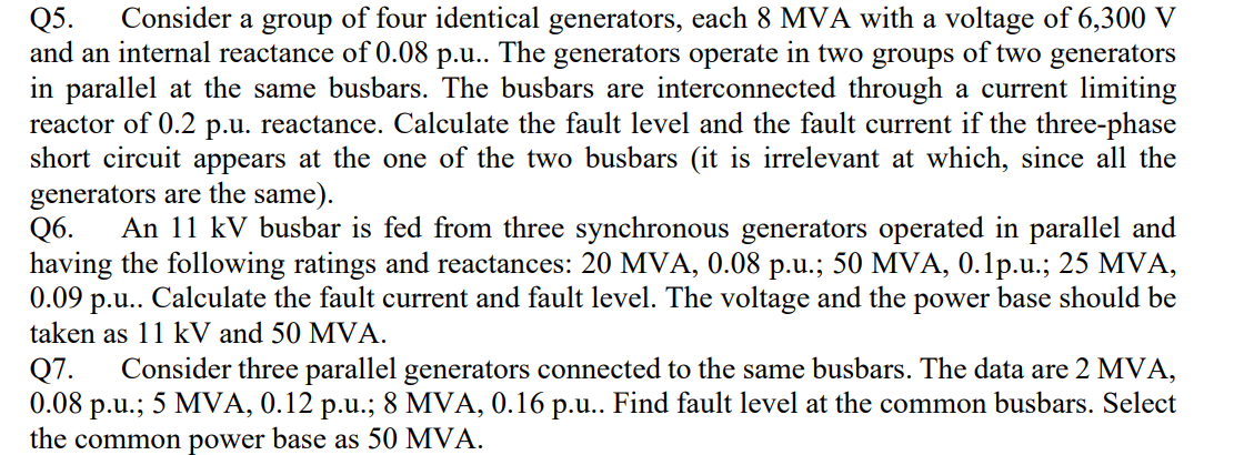 Solved Q5. ﻿Consider a group of four identical generators, | Chegg.com