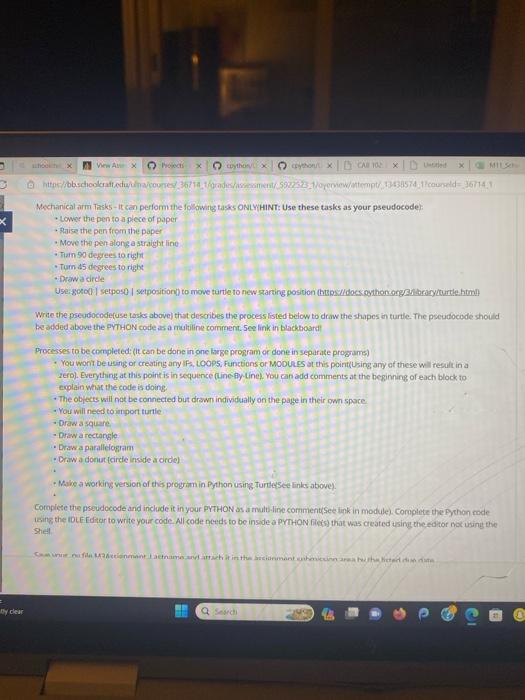 Solved Mechainical arm Tasks - it can perform the following | Chegg.com