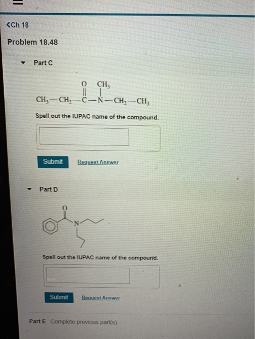 Solved Problem 18.48 Part A OH CH, -- CH2 - CH2-C-N-CH, --CH | Chegg.com