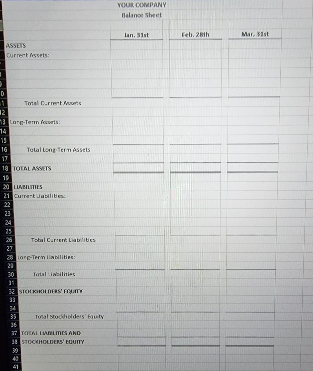 Solved A YOUR COMPANY Balance Sheet Current Assets: Total | Chegg.com
