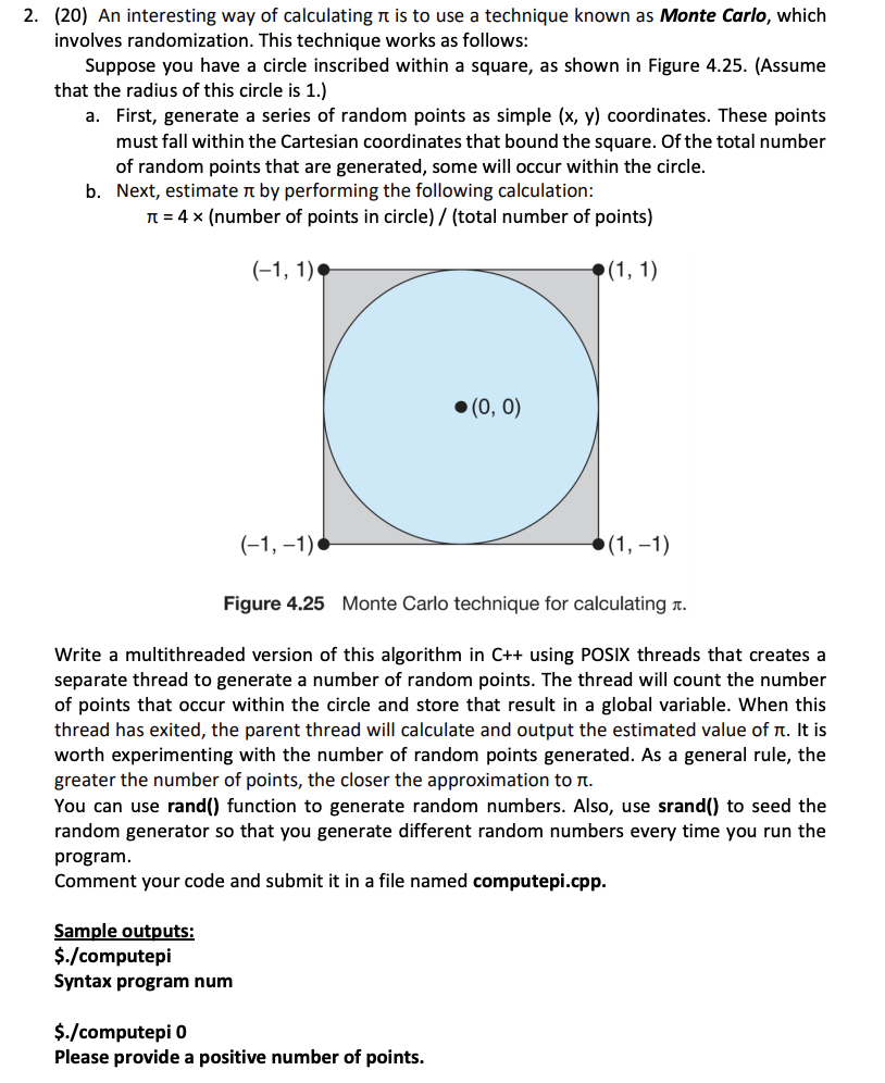 Solved 2. (20) ﻿An interesting way of calculating \( \pi \) | Chegg.com