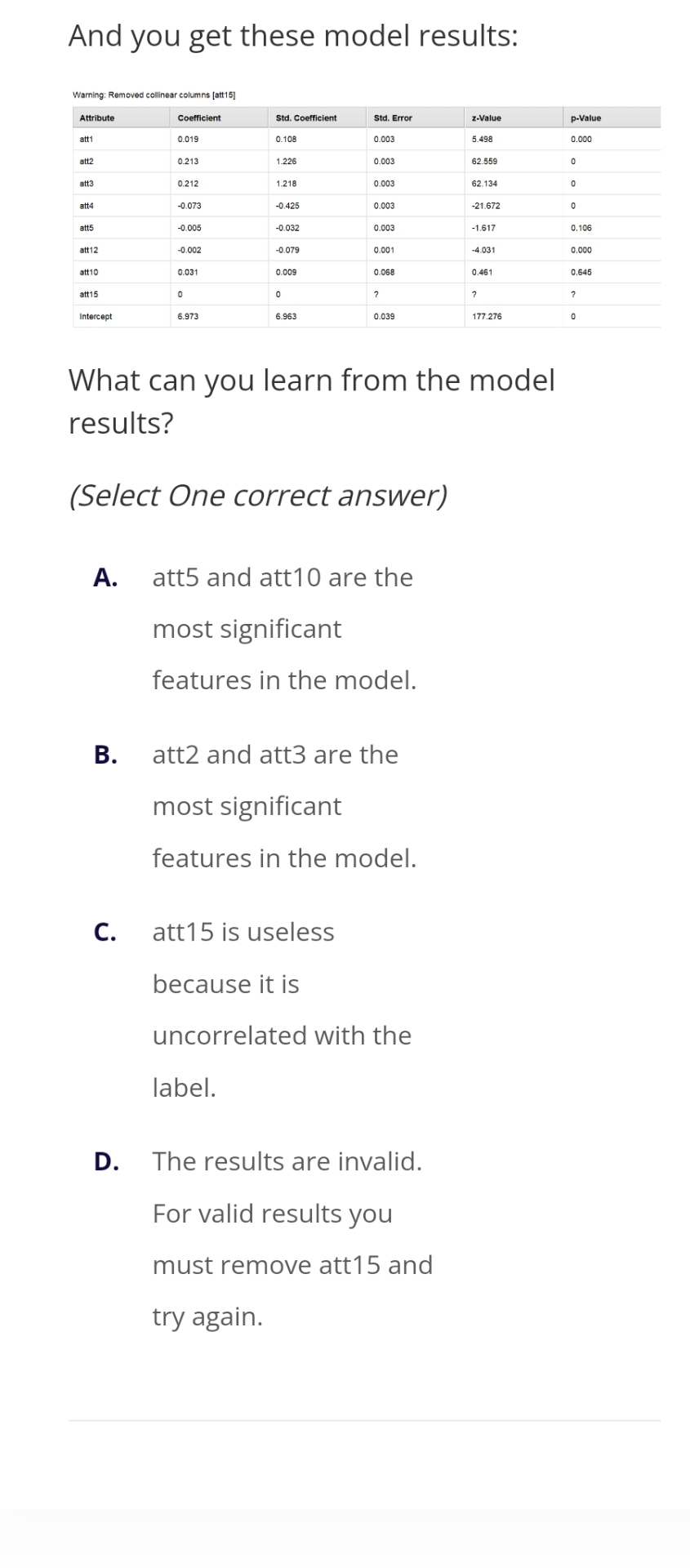 Solved And you get these model results:Warning: Removed | Chegg.com