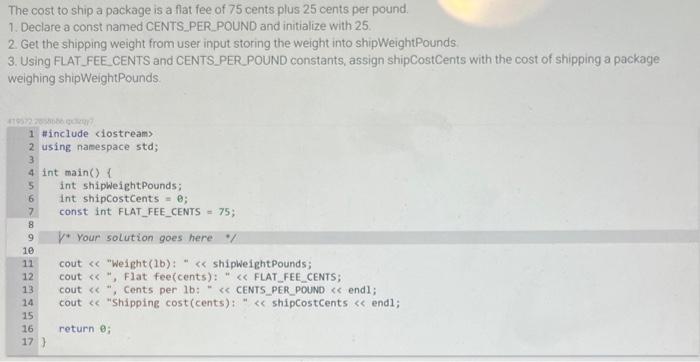 Solved The cost to ship a package is a flat fee of 75 cents | Chegg.com