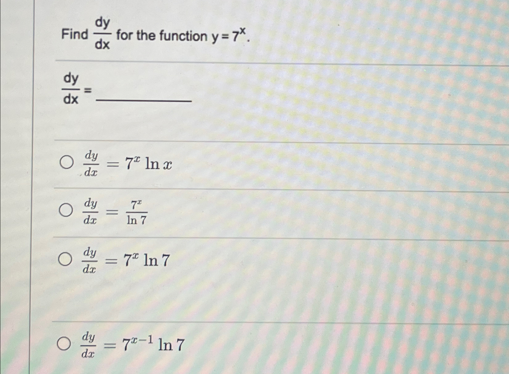 Solved Find dydx ﻿for the function | Chegg.com