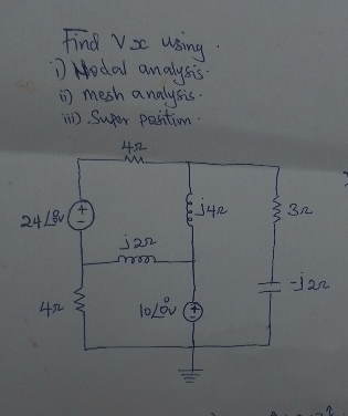 Find vx ﻿using.Nodal analysis.ii) ﻿mesh a | Chegg.com