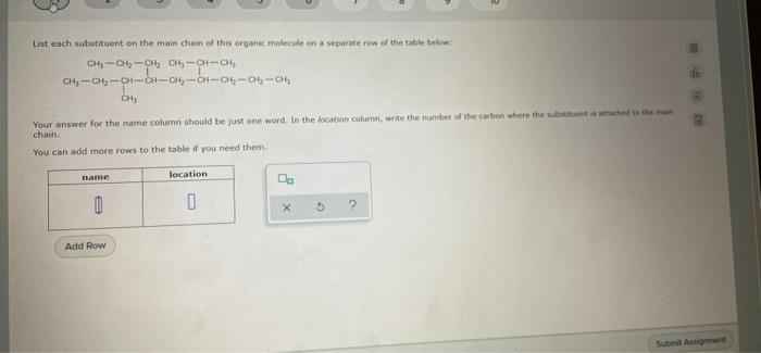 Solved List cach substituent on the main chain of this | Chegg.com
