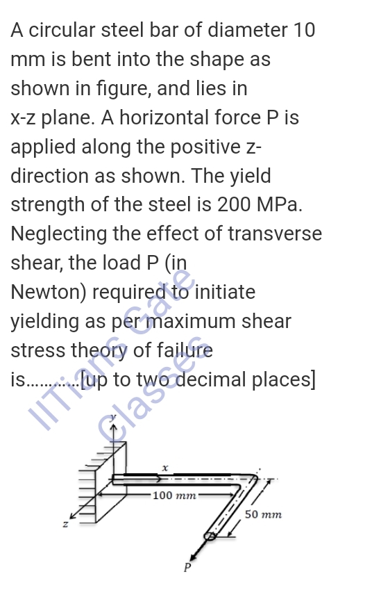Solved A circular steel bar of diameter 10mm is bent into | Chegg.com