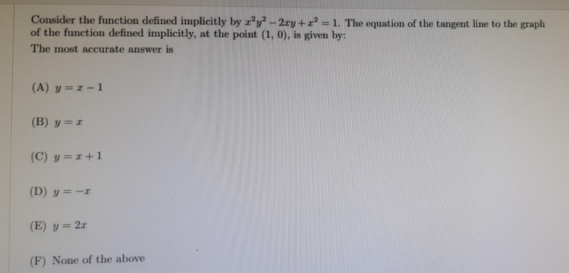 Solved Consider the function defined implicitly by r?y- 2xy | Chegg.com