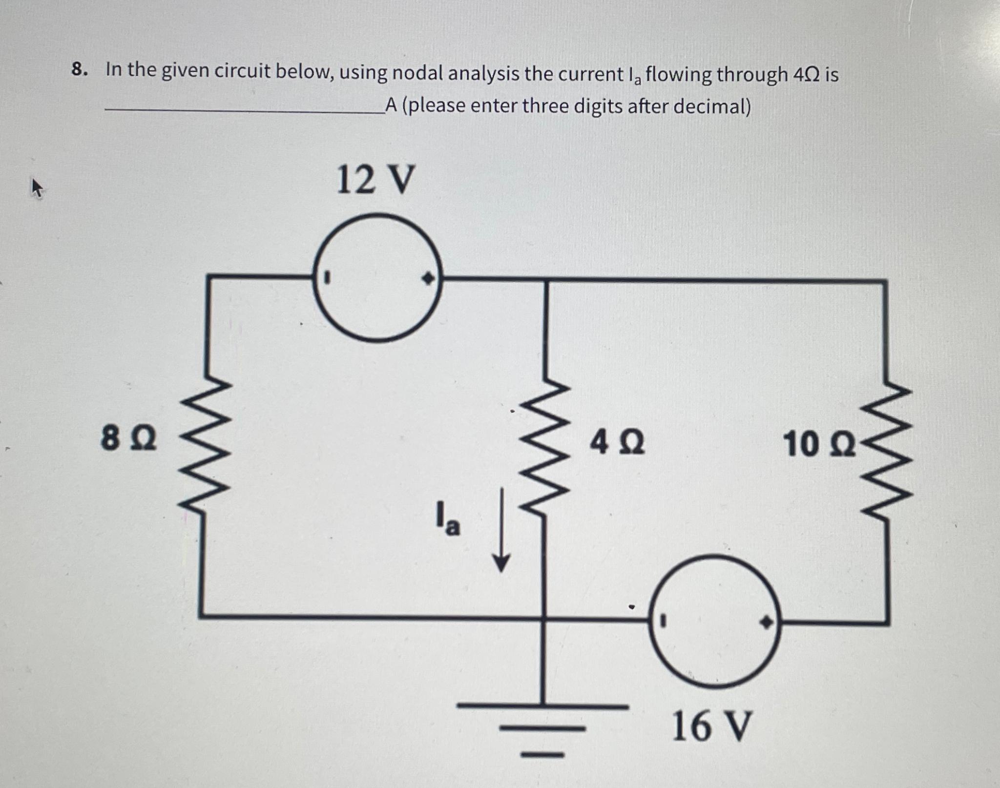 Solved In the given circuit below, using nodal analysis the | Chegg.com