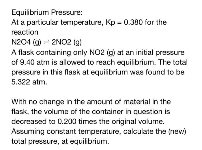 Solved Equilibrium Pressure: At a particular temperature, | Chegg.com