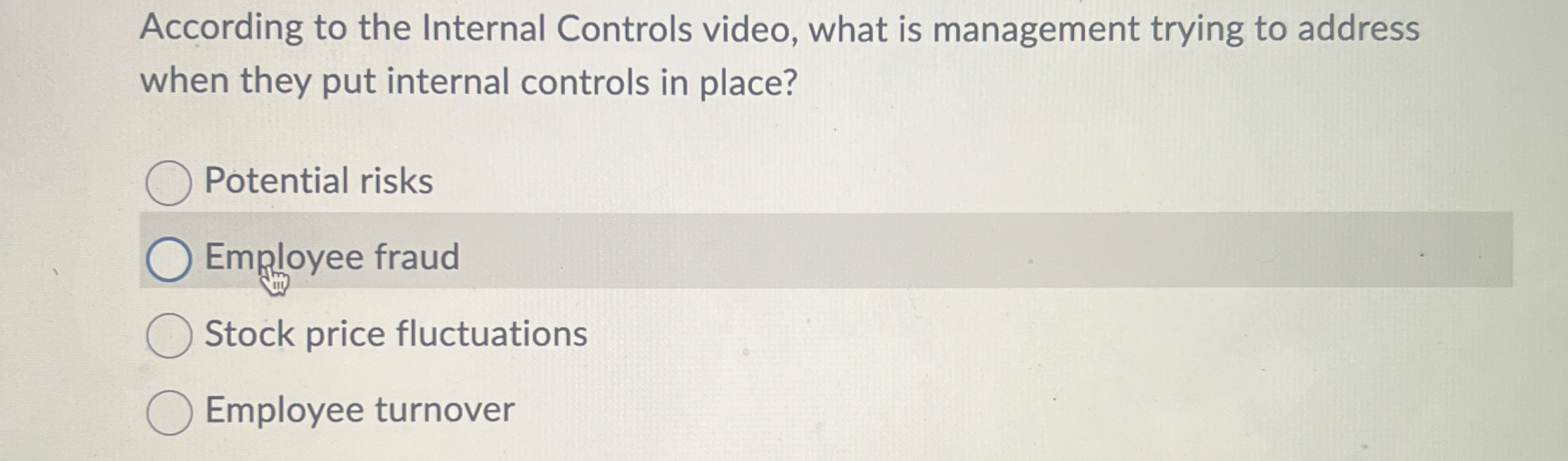 Solved According to the Internal Controls video, what is | Chegg.com