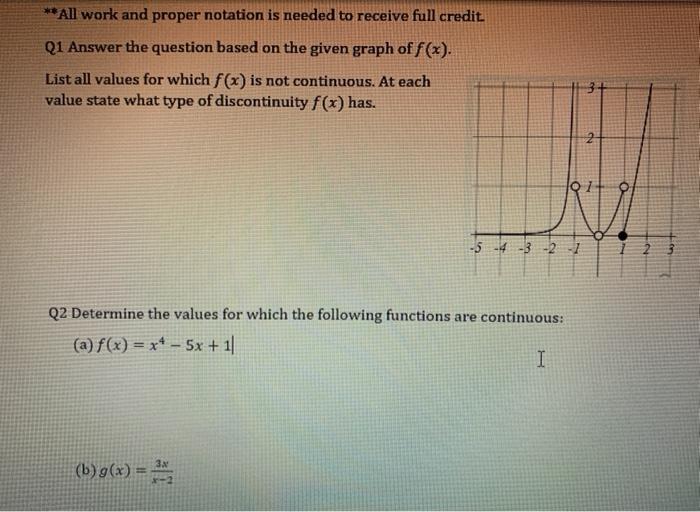 Solved **All work and proper notation is needed to receive | Chegg.com