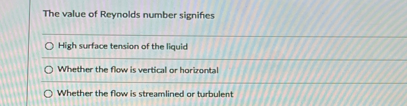 Solved The value of Reynolds number signifiesq,High surface | Chegg.com