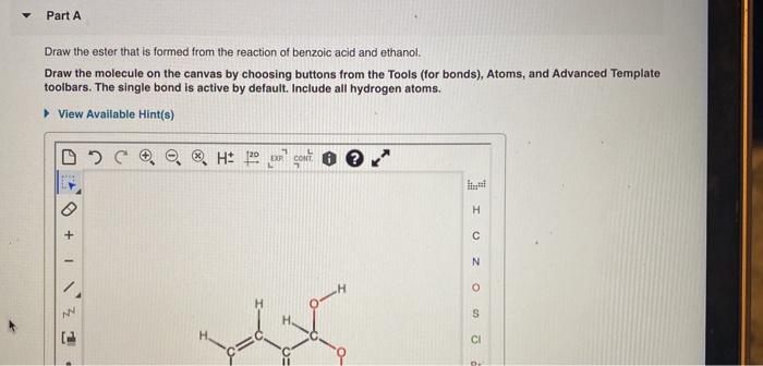 Solved Part A Draw the ester that is formed from the | Chegg.com
