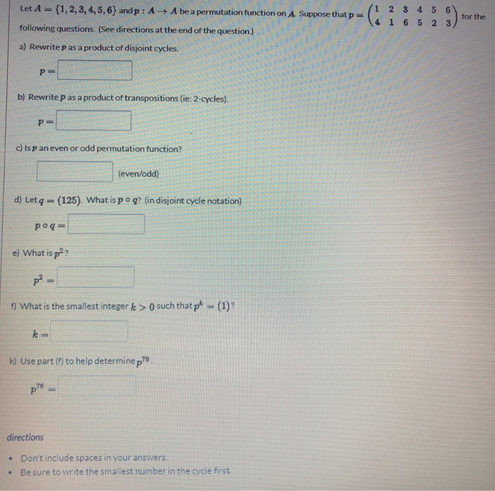 Solved .. 2 3 4 5 6 6 5 2 for the 4 1 Let A = {1,2,3,4,5,6) | Chegg.com