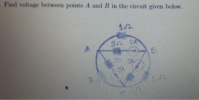 Solved Find voltage between points A and B in the circuit | Chegg.com