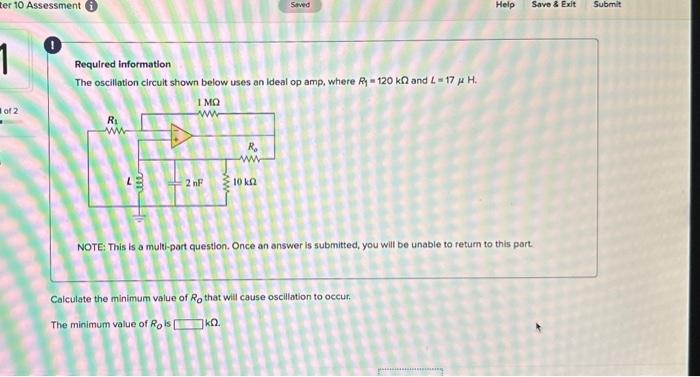Solved Requlred information The oscillation circuit shown | Chegg.com