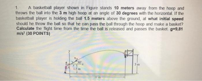 Solved 1. A basketball player shown in Figure stands 10 | Chegg.com