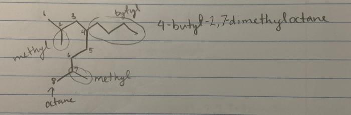 Solved 4-butyl-2,7 dimethyloctane 5 methyl 8 methyl octane | Chegg.com
