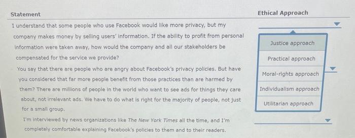 Solved I understand that some people who use Facebook would | Chegg.com