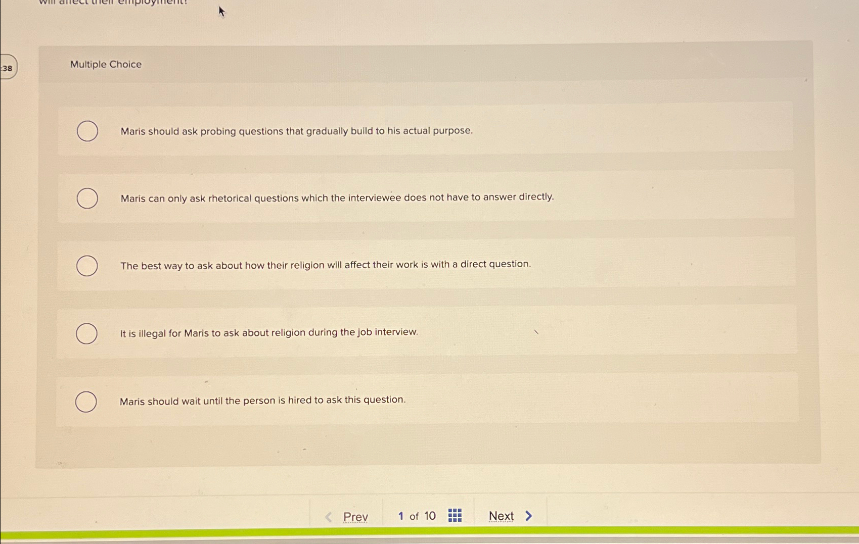 Solved Multiple ChoiceMaris should ask probing questions | Chegg.com