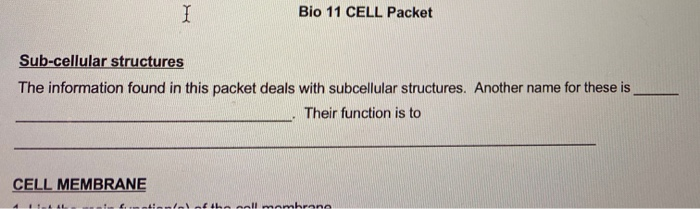 Solved Sub-cellular structures. | Chegg.com