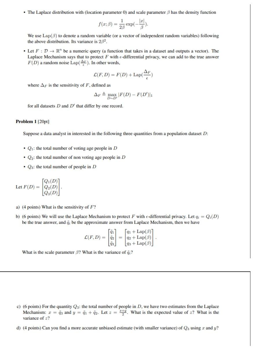 Solved The Laplace Distribution With Location Parameter 0