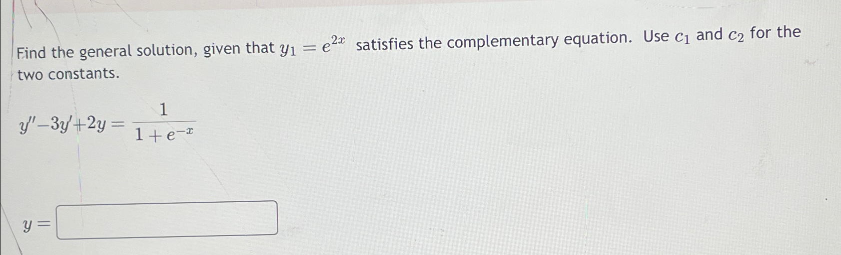 Solved Find the general solution, given that y1=e2x | Chegg.com