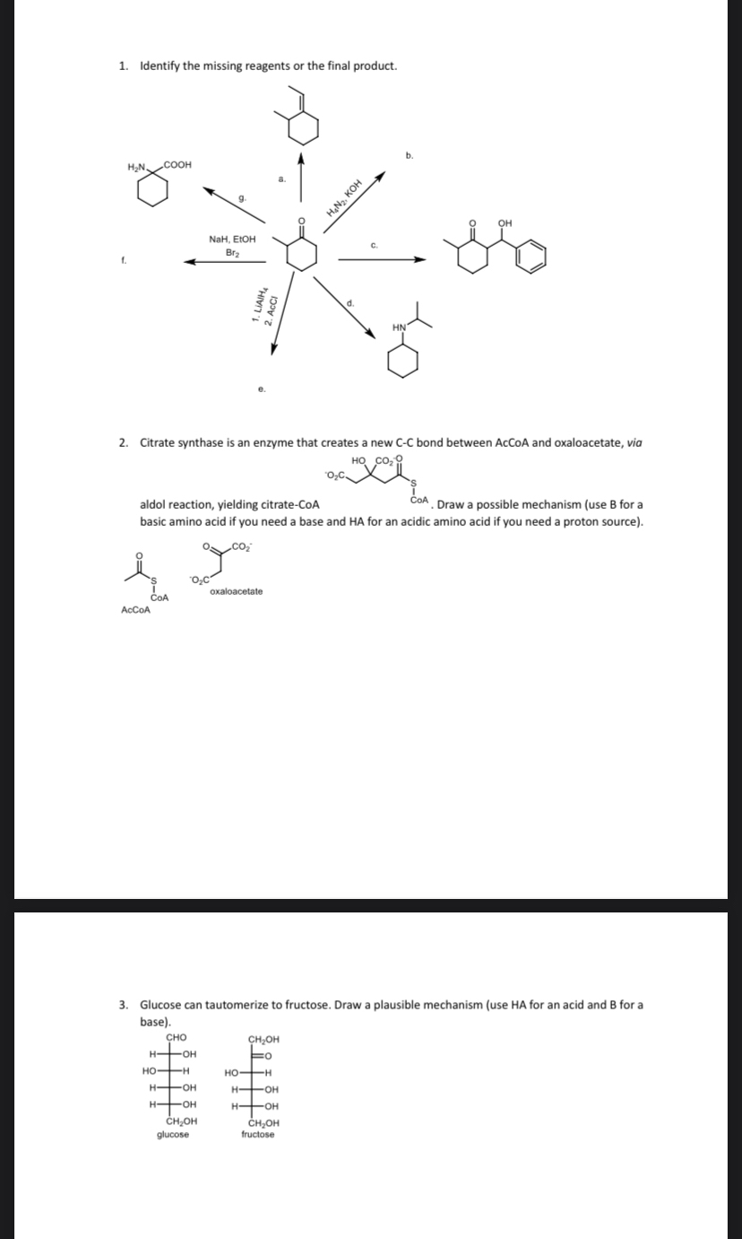 Solved Identify the missing reagents or the final | Chegg.com