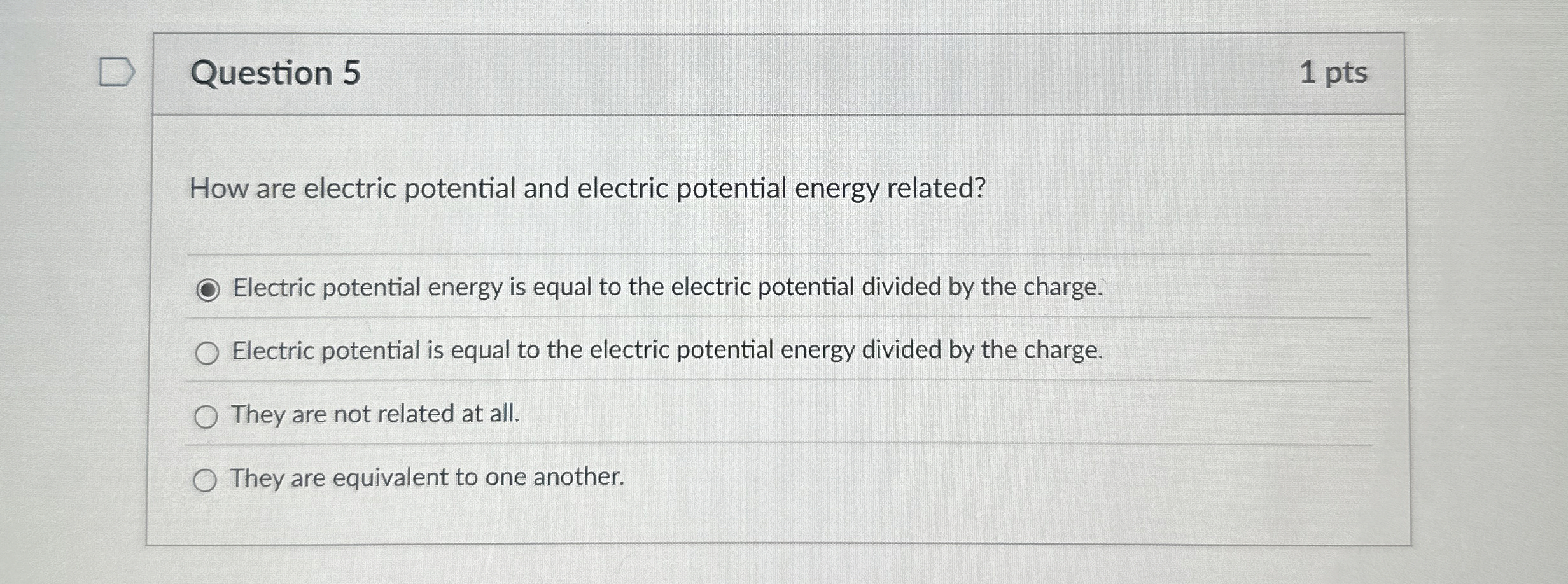 Solved Question 51 ﻿ptsHow are electric potential and | Chegg.com