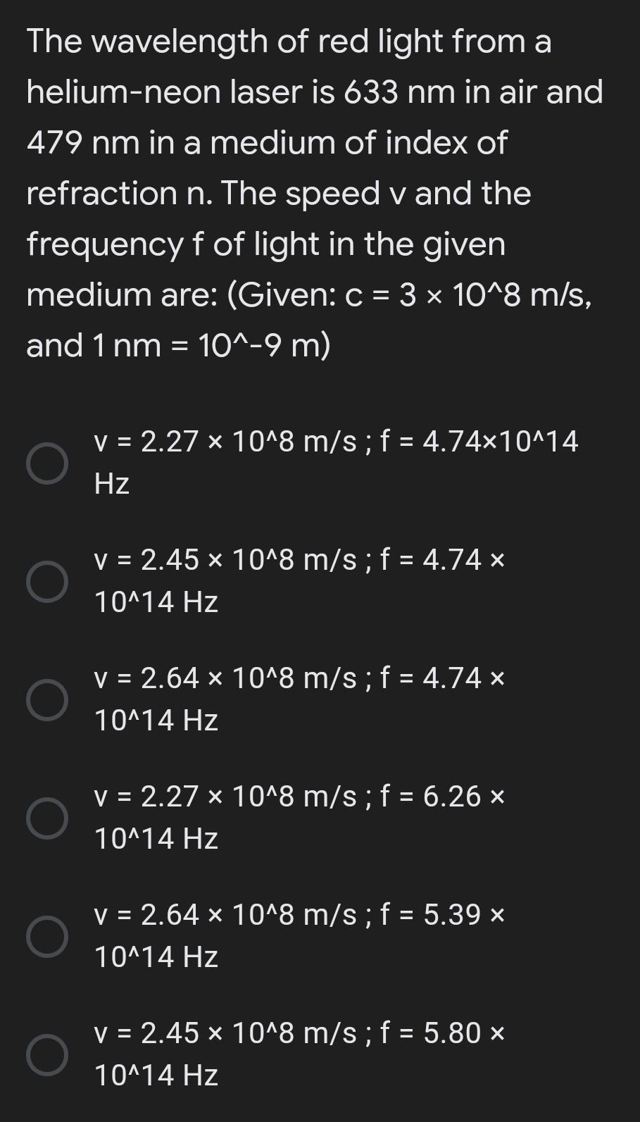 Solved The wavelength of red light from a helium-neon laser | Chegg.com