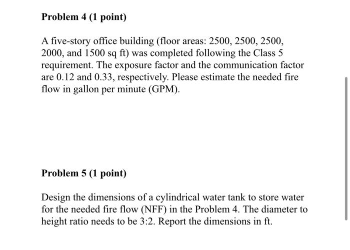 Solved Problem 4 (1 point) A five-story office building | Chegg.com
