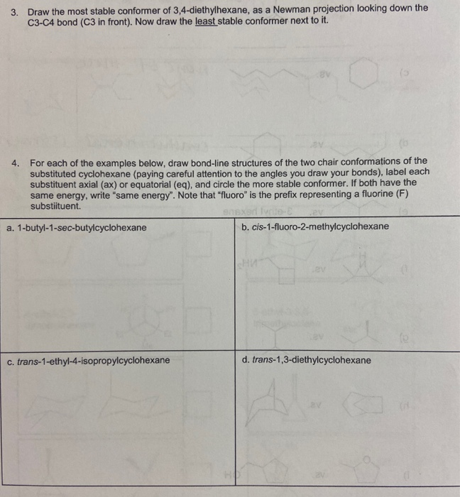 Solved 3. Draw the most stable conformer of | Chegg.com