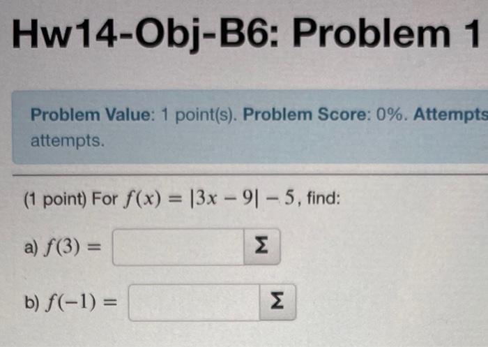 Solved Hw14-Obj-B6: Problem 1 Problem Value: 1 point(s). | Chegg.com Solved Hw14-Obj-B6: Problem 1 Problem Value: 1 point(s). | Chegg.com
