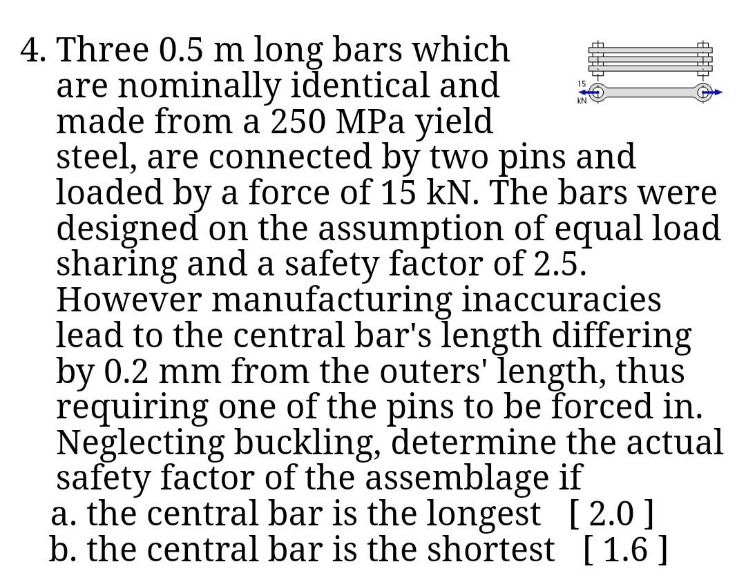 1. Three 0.5 m long bars which are nominally | Chegg.com
