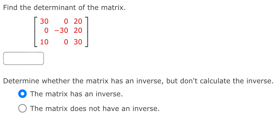 Solved Find the determinant of the | Chegg.com