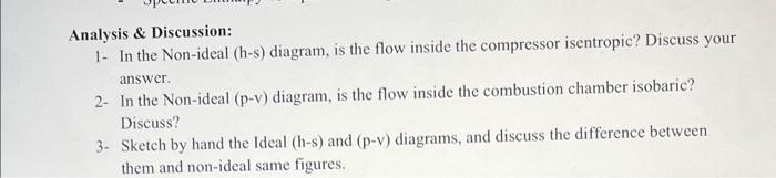 [Solved]: Analysis & Discussion: 1- In the Non-ideal (h-s)