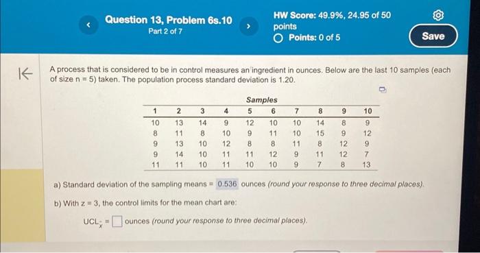 Solved A process that is considered to be in control | Chegg.com