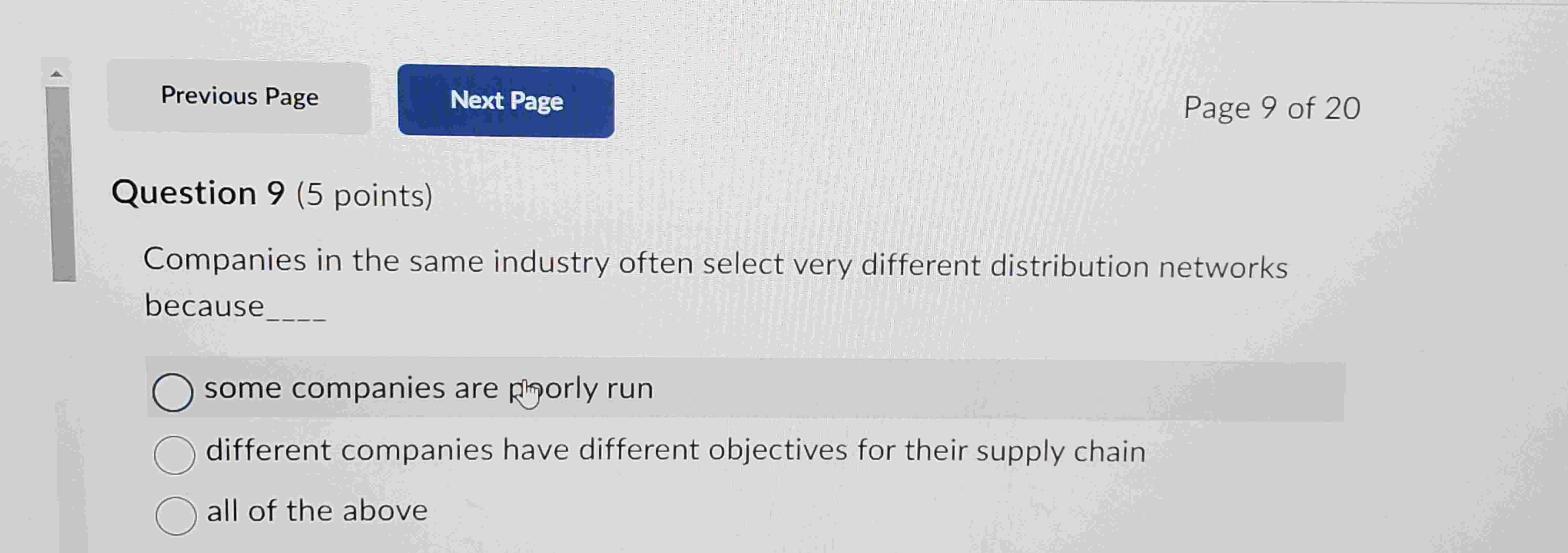 Solved Question 9 (5 ﻿points)Companies in the same industry | Chegg.com