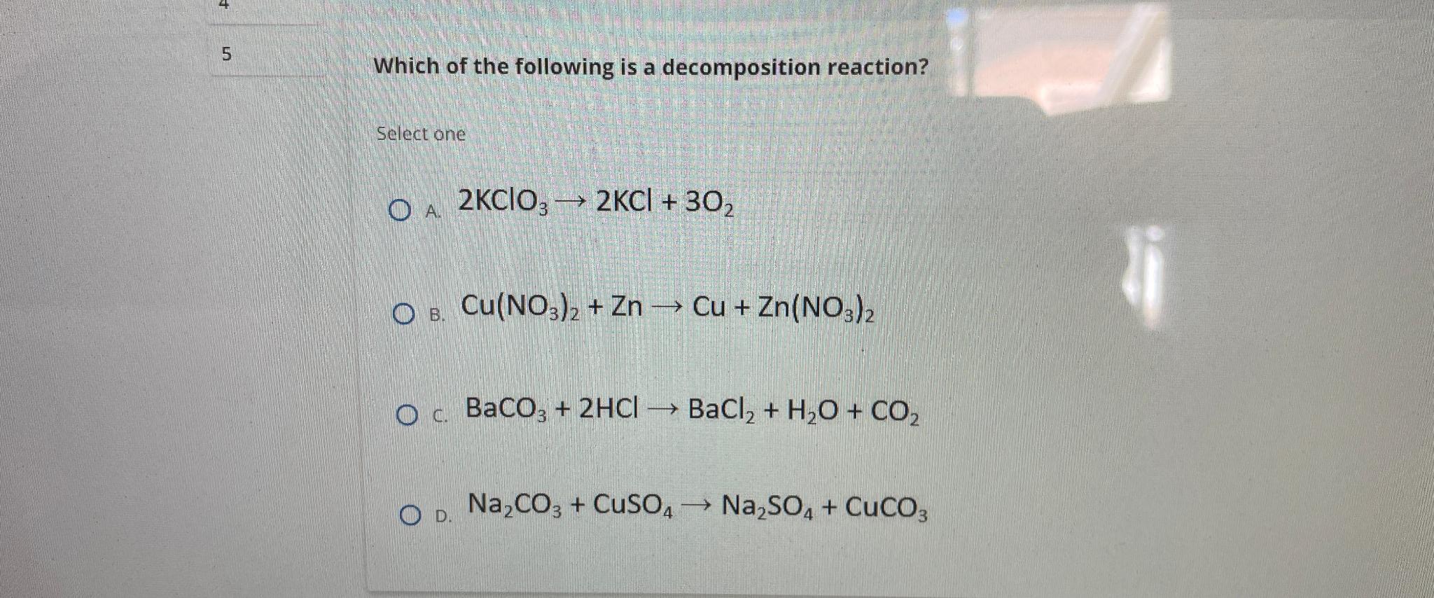 Solved 5Which of the following is a decomposition | Chegg.com