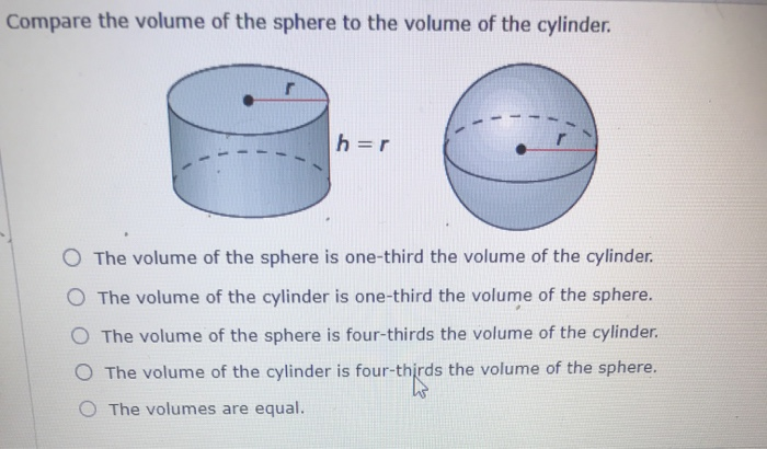 Solved Compare the volume of the sphere to the volume of the | Chegg.com