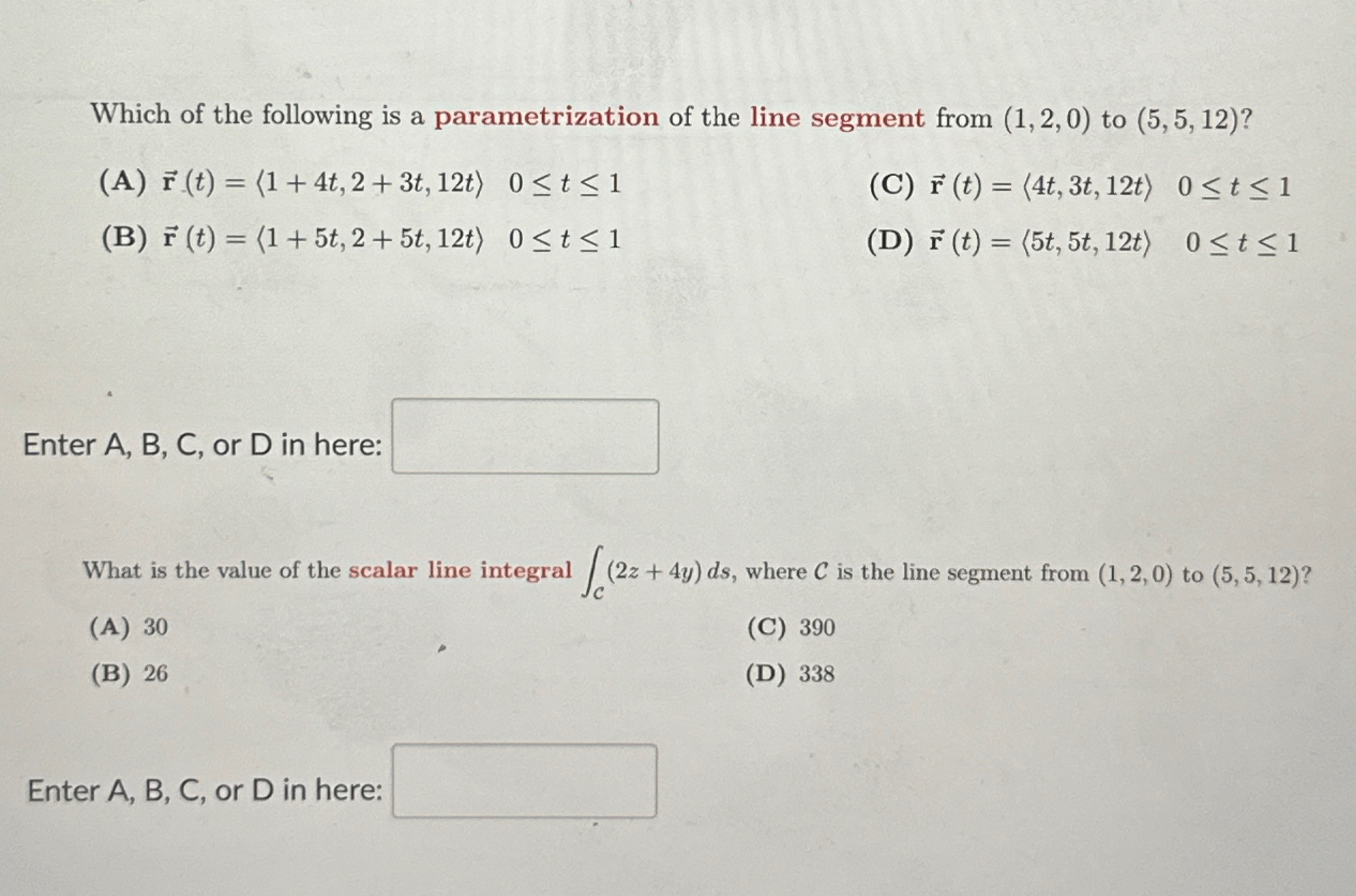 Solved Which of the following is a parametrization of the | Chegg.com