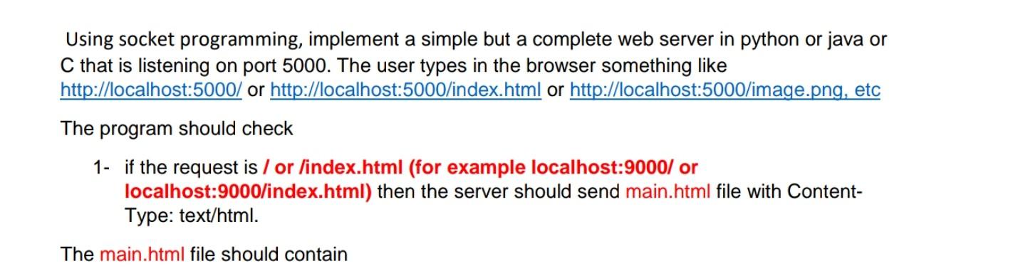 Using socket programming, implement a simple but a | Chegg.com