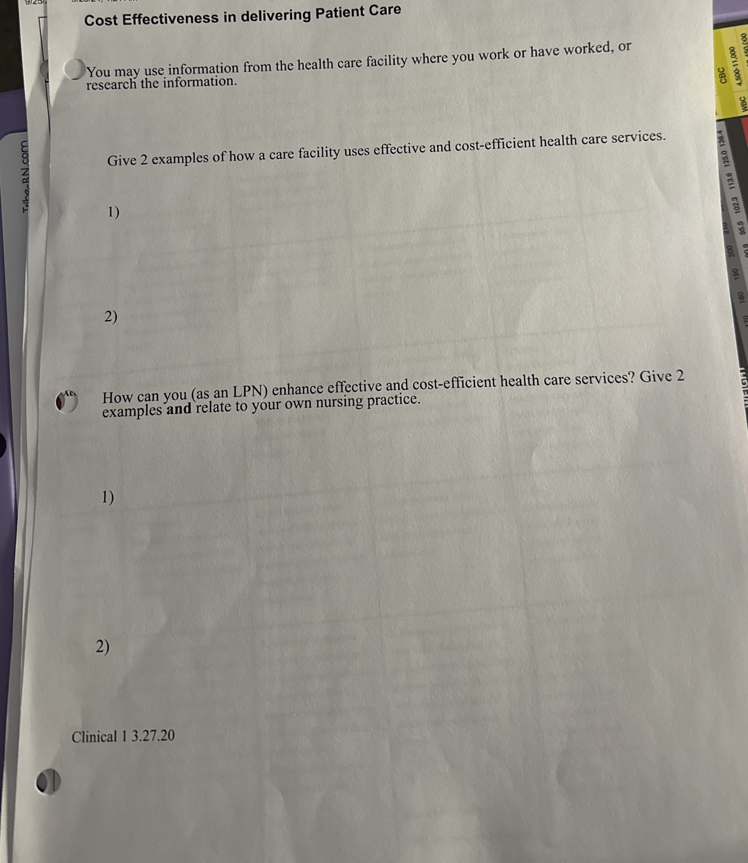 Solved Cost Effectiveness in delivering Patient CareYou may | Chegg.com