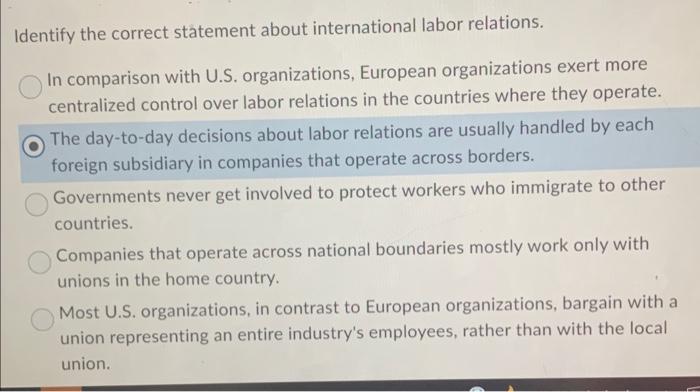 Solved Identify the correct statement about international | Chegg.com
